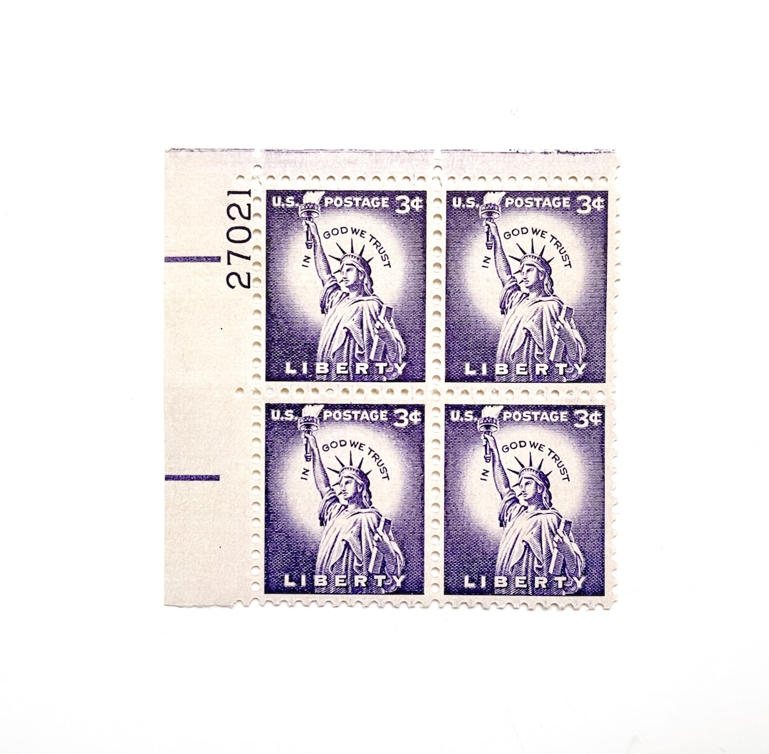 Purple Lady Liberty 3 Cent Stamp Block of 4 | Vintage Unused US Postage ...