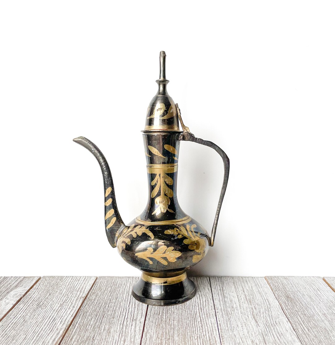 Etched Brass Ewer | Vintage Etched Brass Lamp | Brass Vintage | Brass ...