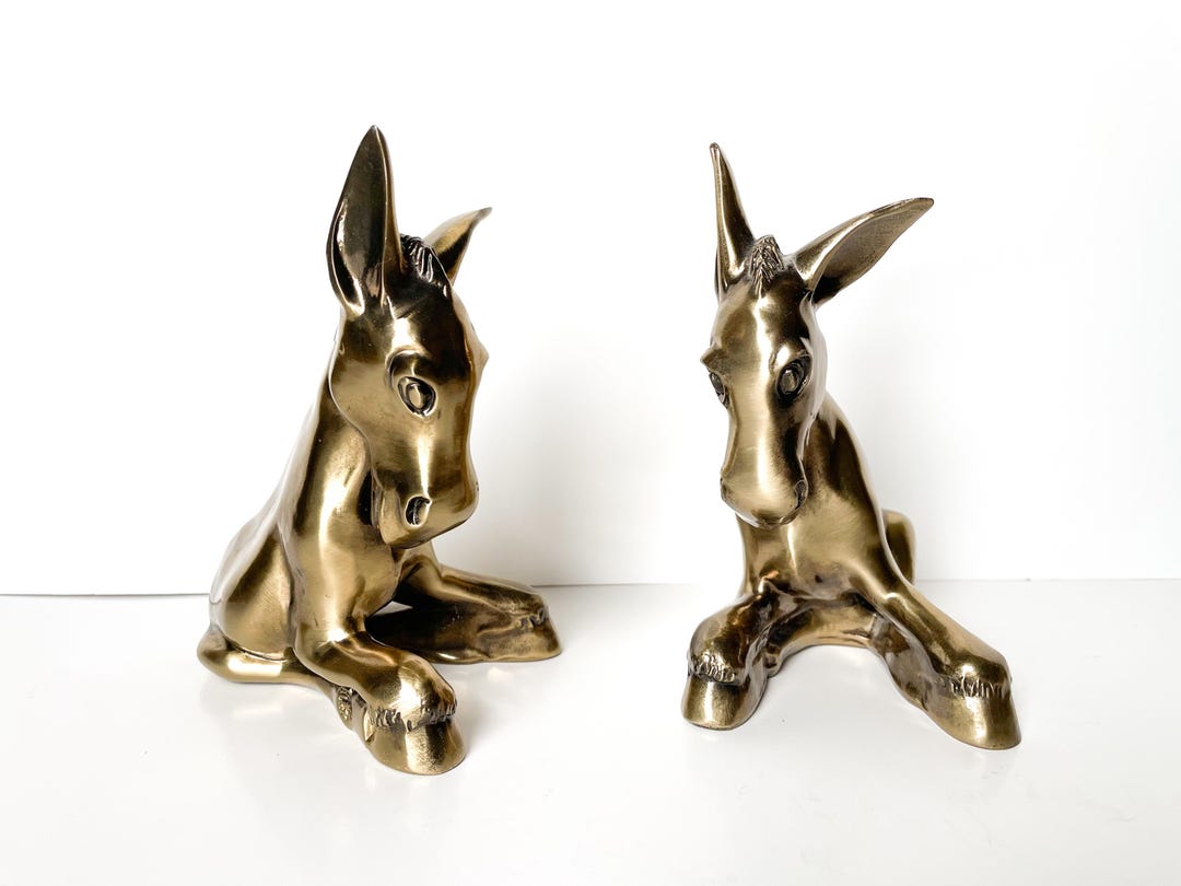 Vintage Brass Donkeys Set of 2 | Heavy Brass Figurine | Hollywood ...