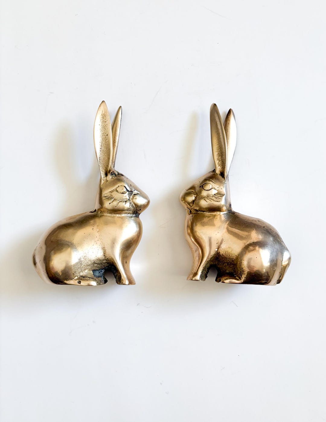 Brass Bunnies Set of 2 | Brass Rabbit | Hollywood Regency Decor | Brass ...