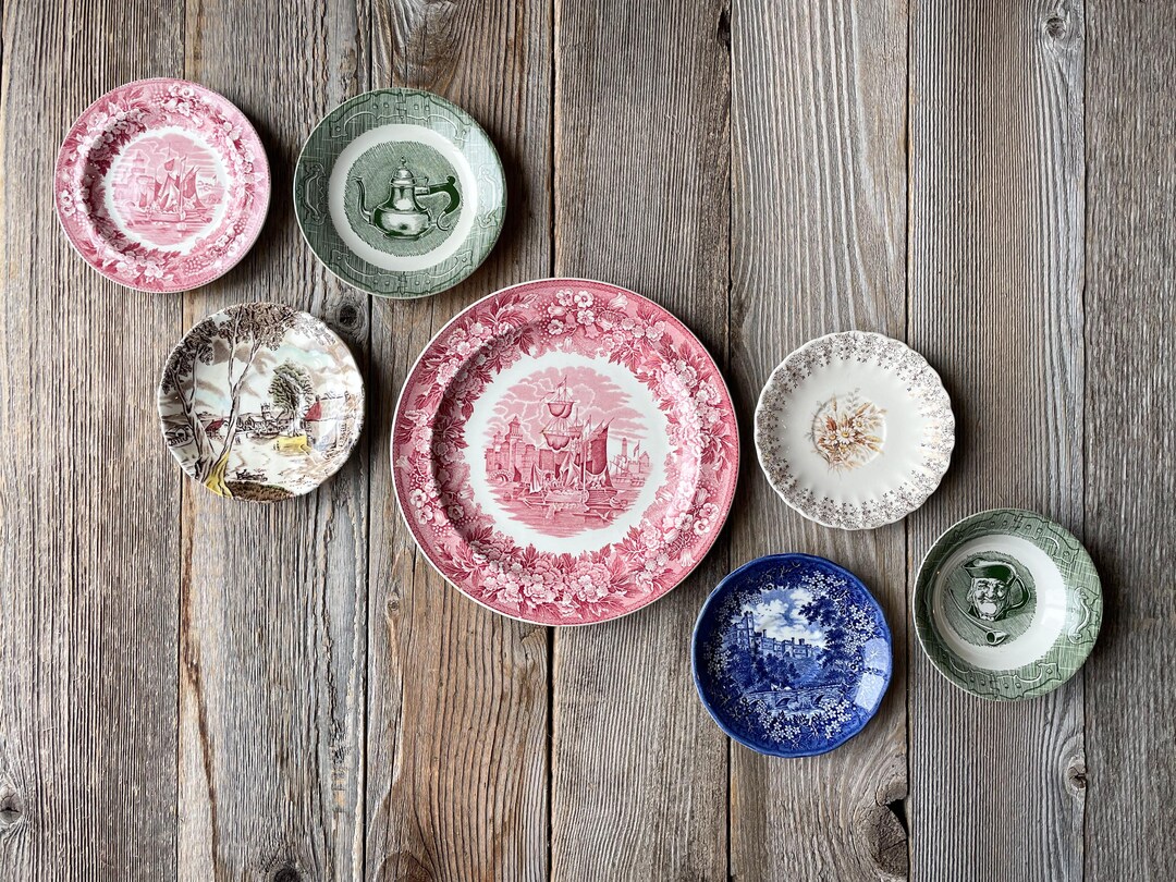 Instant Wall Plate Collection of Colorful Plates | Set of 7 China ...
