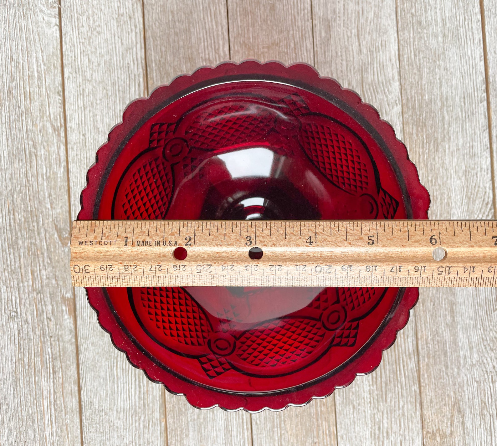 Avon Cape Cod Ruby Red Pedestal Bowl Red Bowl Ornate - Etsy