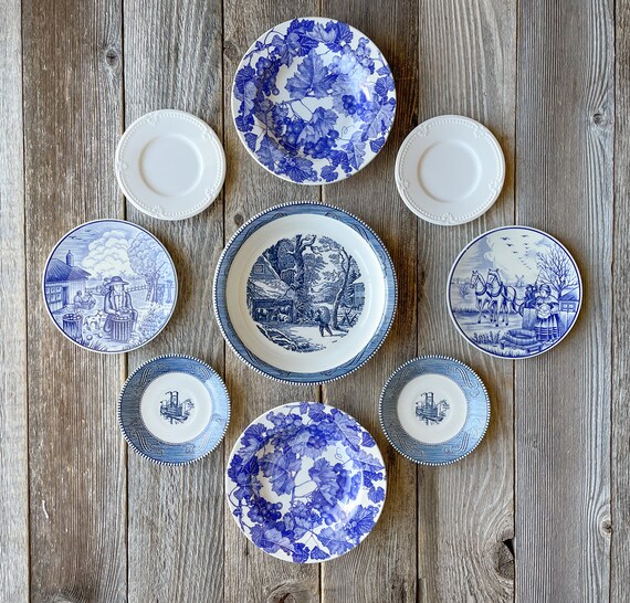 Collectibles Collectible Plates Blue Plate Collection Instant Wall Art ...