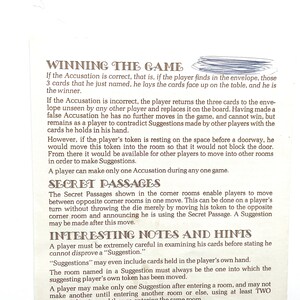 Vintage Clue Game Instructions | 1972 | Vintage Clue Game | Clue Game ...
