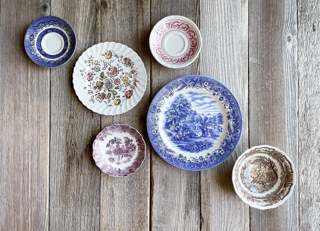 Wall Plates Set of 6 Collection of Colorful Plates China English China ...