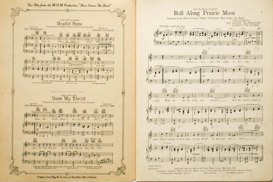 Roll Along Prairie Moon by Ted Fiorito Harry Macpherson Albert - Etsy