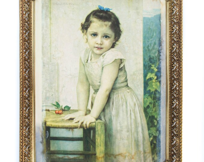 Vintage Early Art Print of "yvonne" by W. BOVGVEREAV 1896 Girl With ...