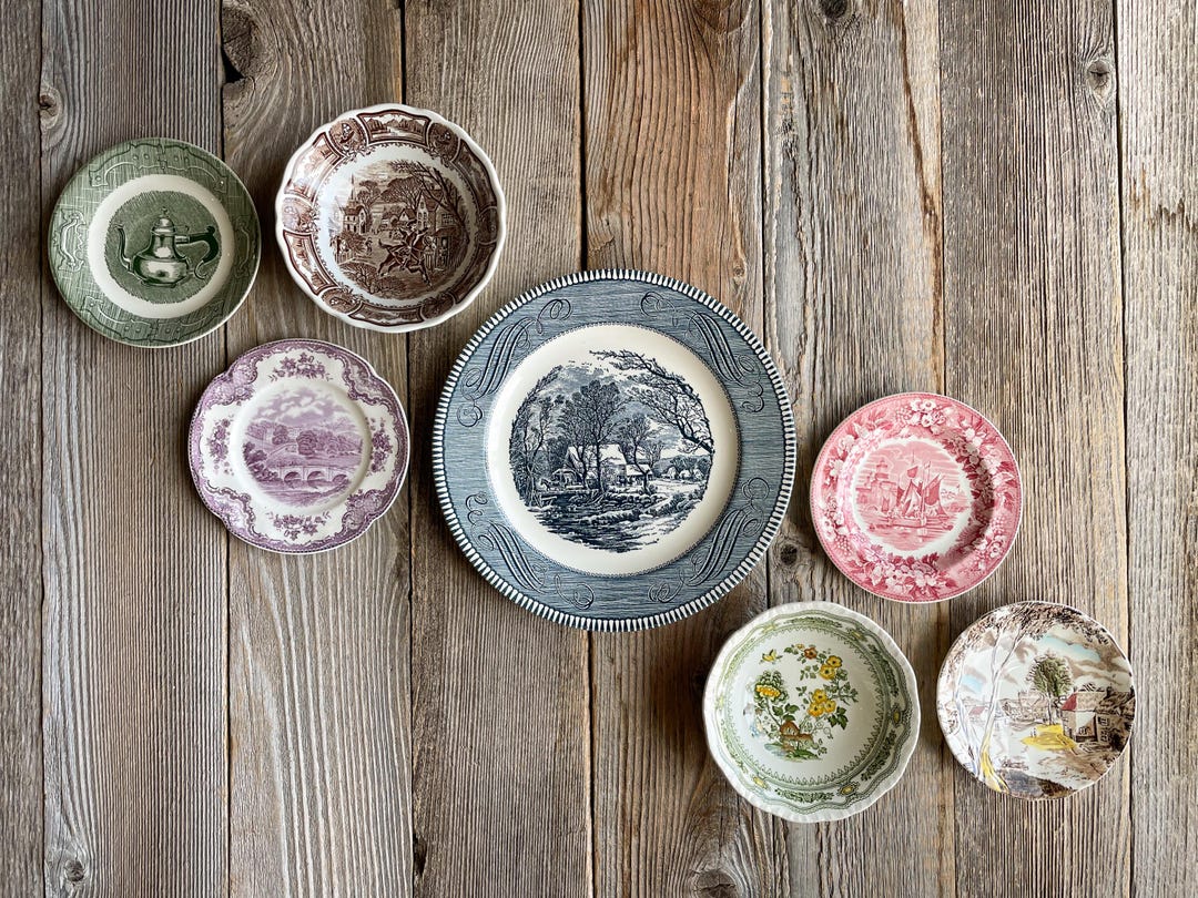 Instant Wall Plate Collection of Colorful Plates Set of 7 China Vintage ...