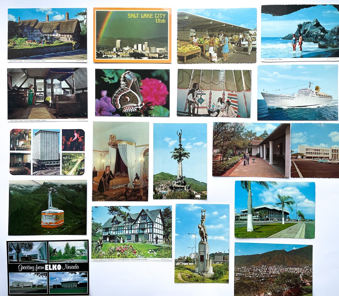 Vintage Postcards From Around the World Set of 28 USA Canada Aruba ...