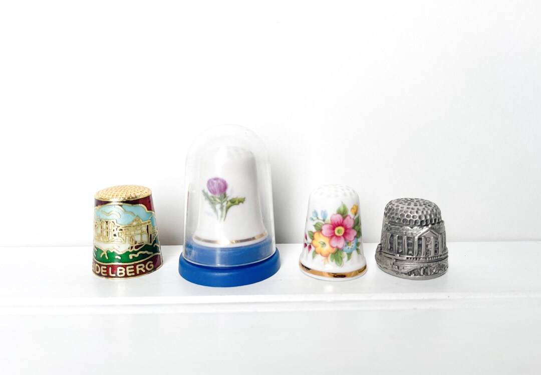 Vintage Collectible Thimbles Set of 4 | Sewing Supplies | Thimble ...