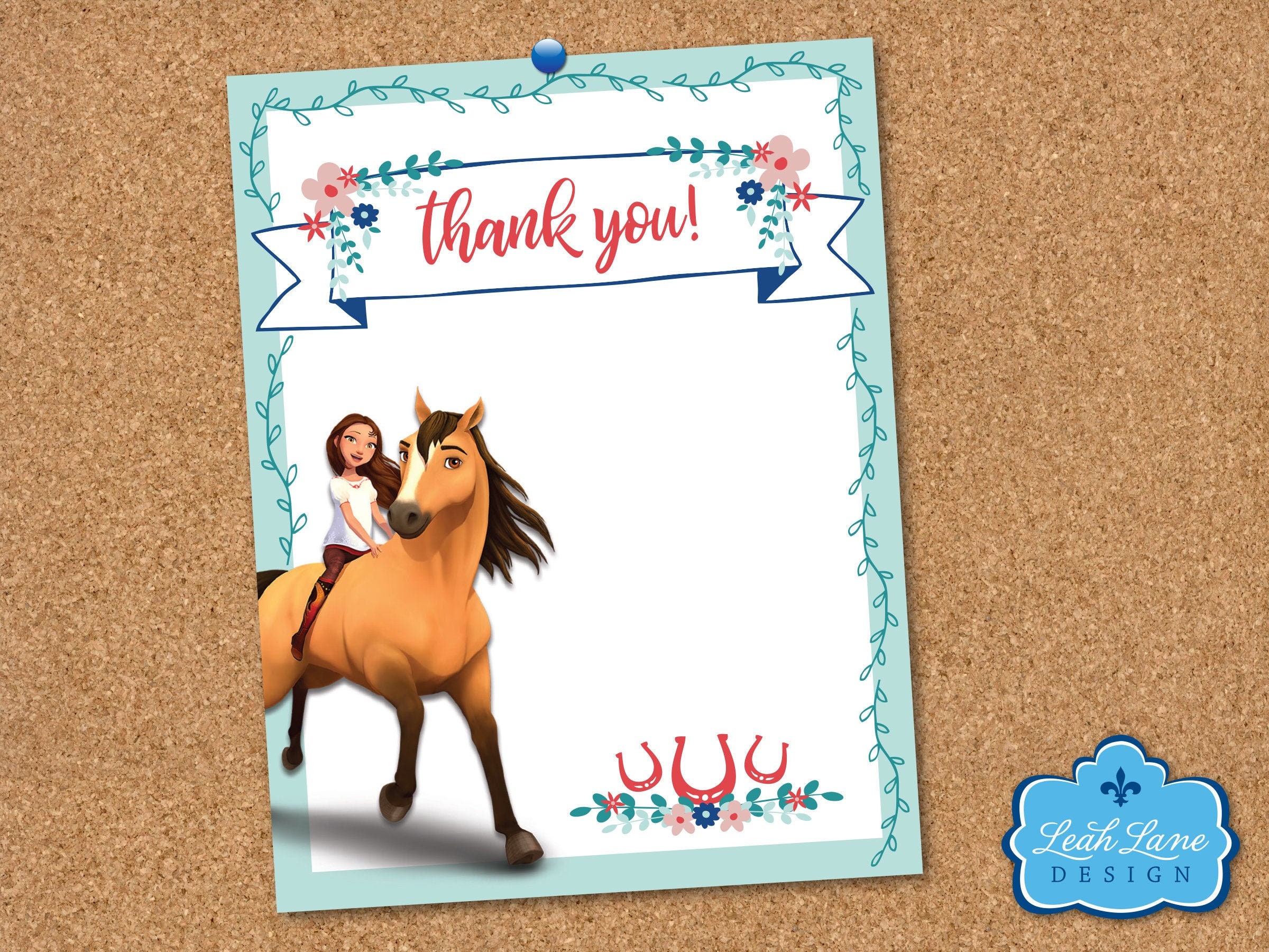 Spirit Riding Free Thank You Card - Horse Party Thank You Note ...