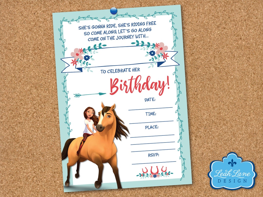 Spirit Riding Free Printable Birthday Party Invitation - Horse Party ...