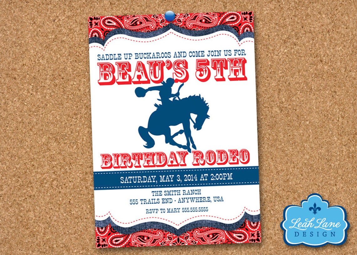 Tarjeta de agradecimiento de rodeo fiesta de cumpleaños de rodeo ...