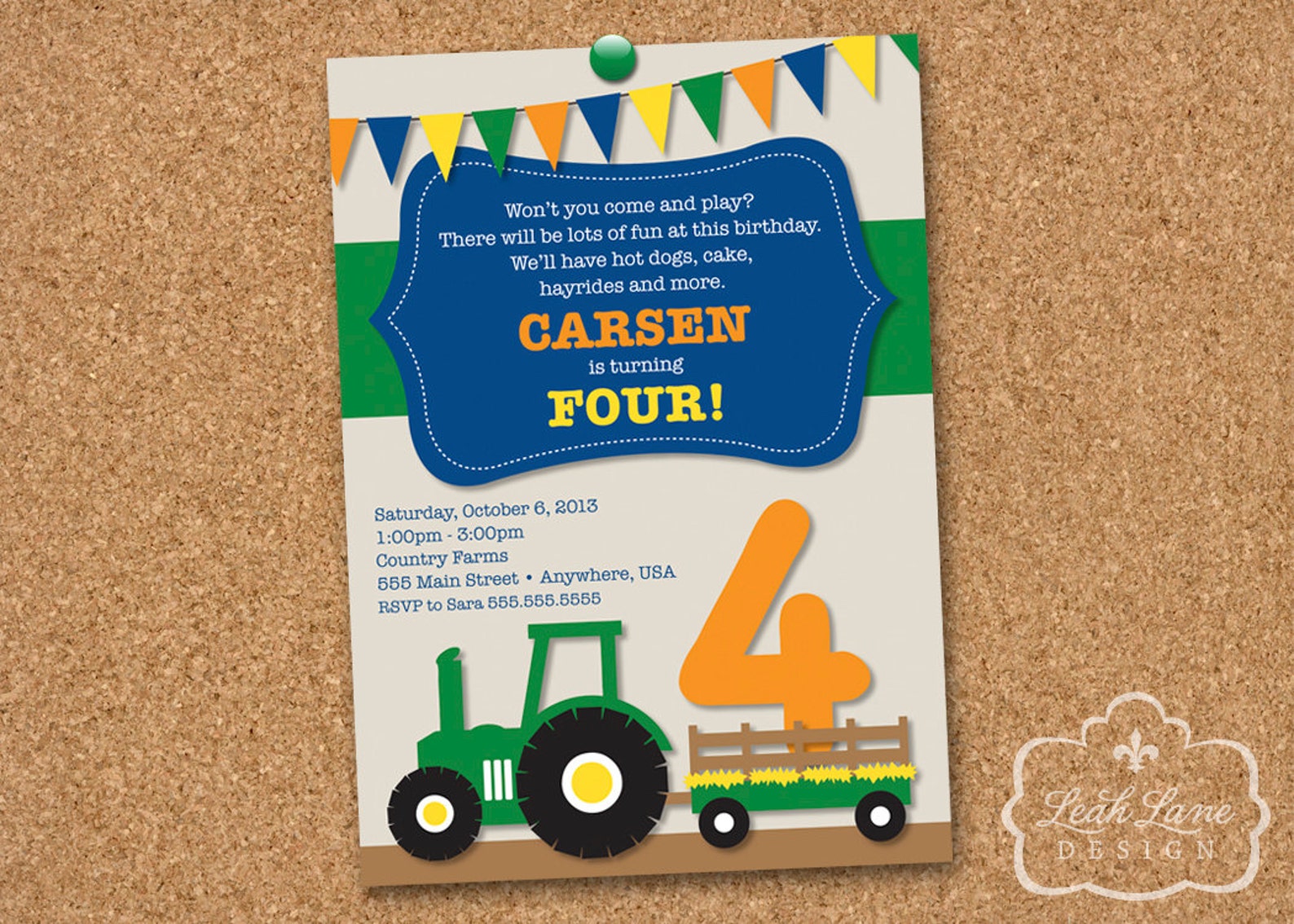 Tractor Hayride Farm Birthday Party Personalized Printable Coloring Sheet Coloring Page