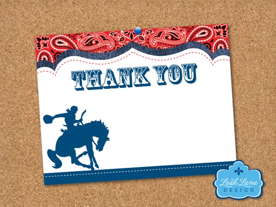 Rodeo Thank You Card Rodeo Birthday Party Rodeo Invitation | Etsy