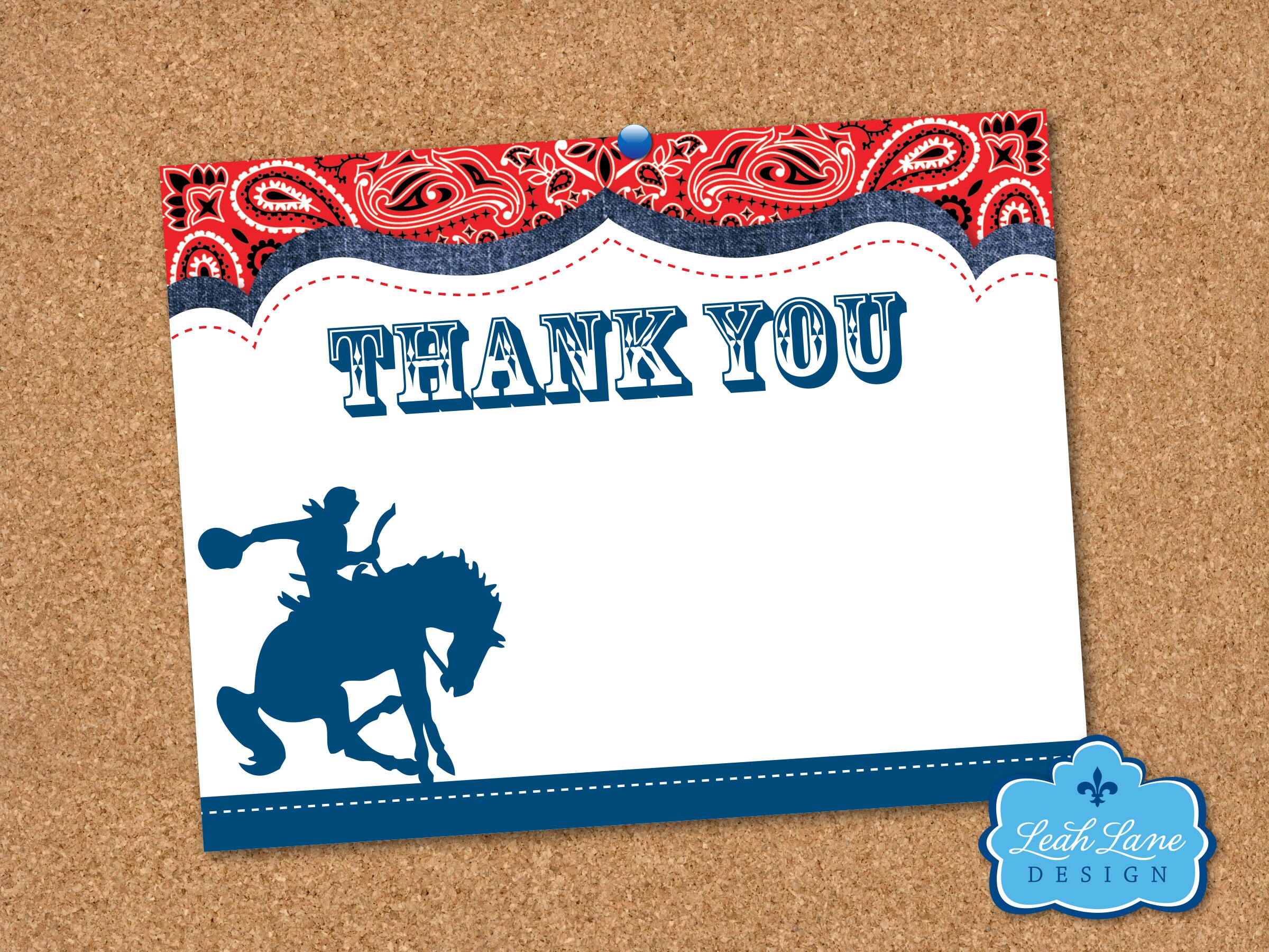 Tarjeta de agradecimiento de rodeo fiesta de cumpleaños de rodeo ...