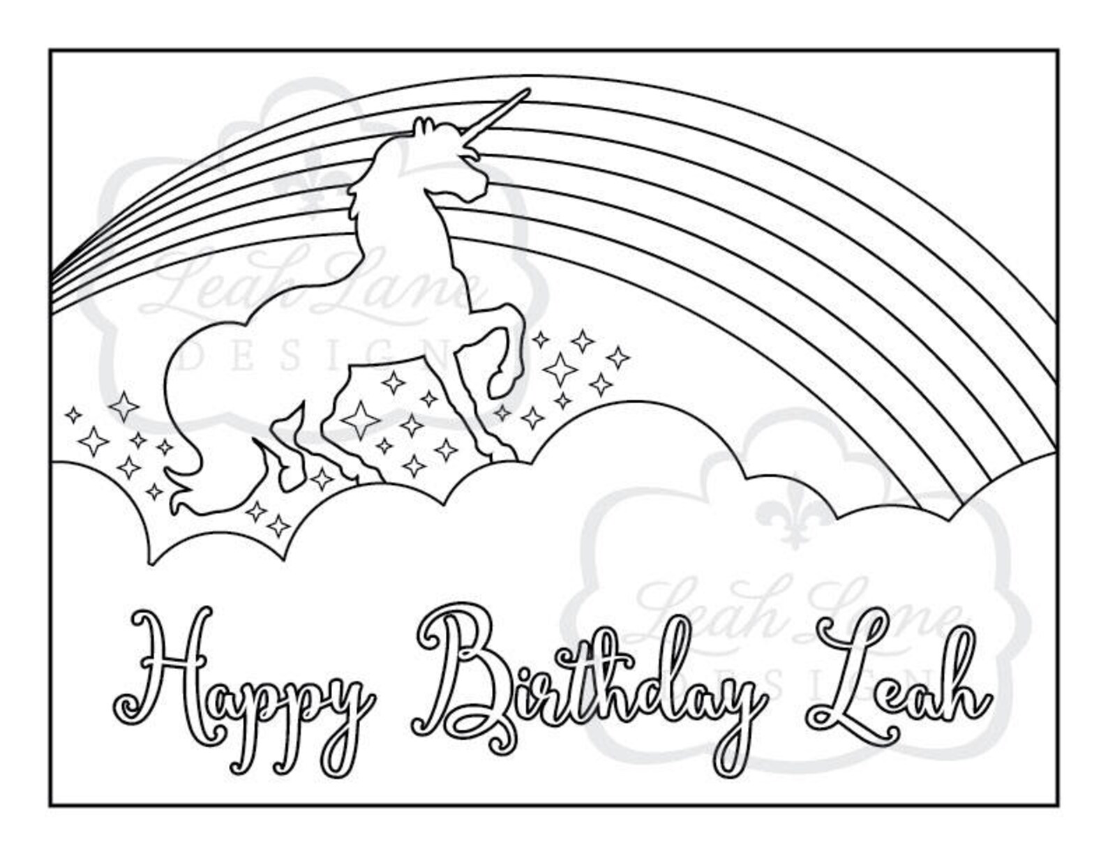 Unicorn Coloring Sheet / Rainbow Unicorn / Personalized PRINTABLE ...