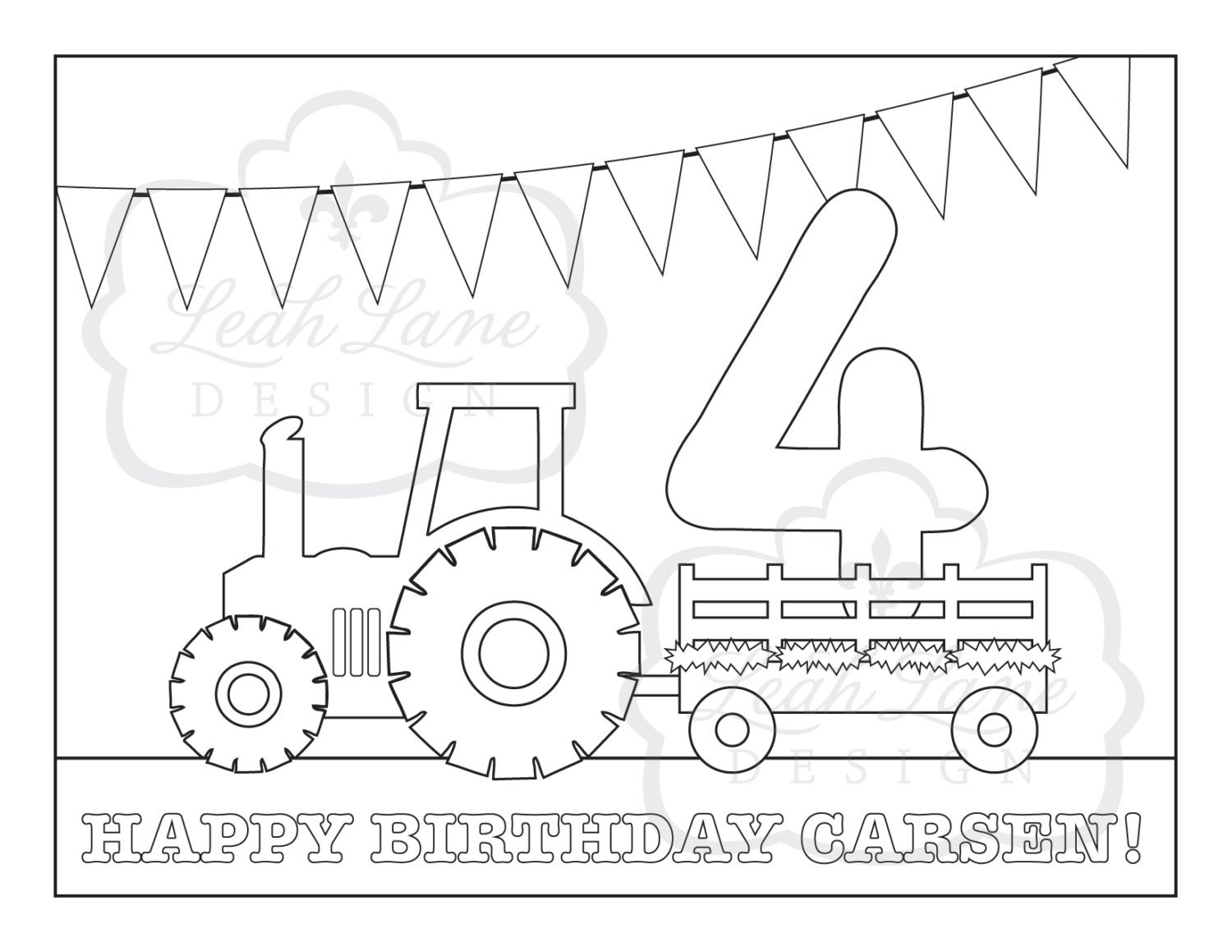 Tractor, Hayride, Farm, Birthday Party, Personalized Printable Coloring ...