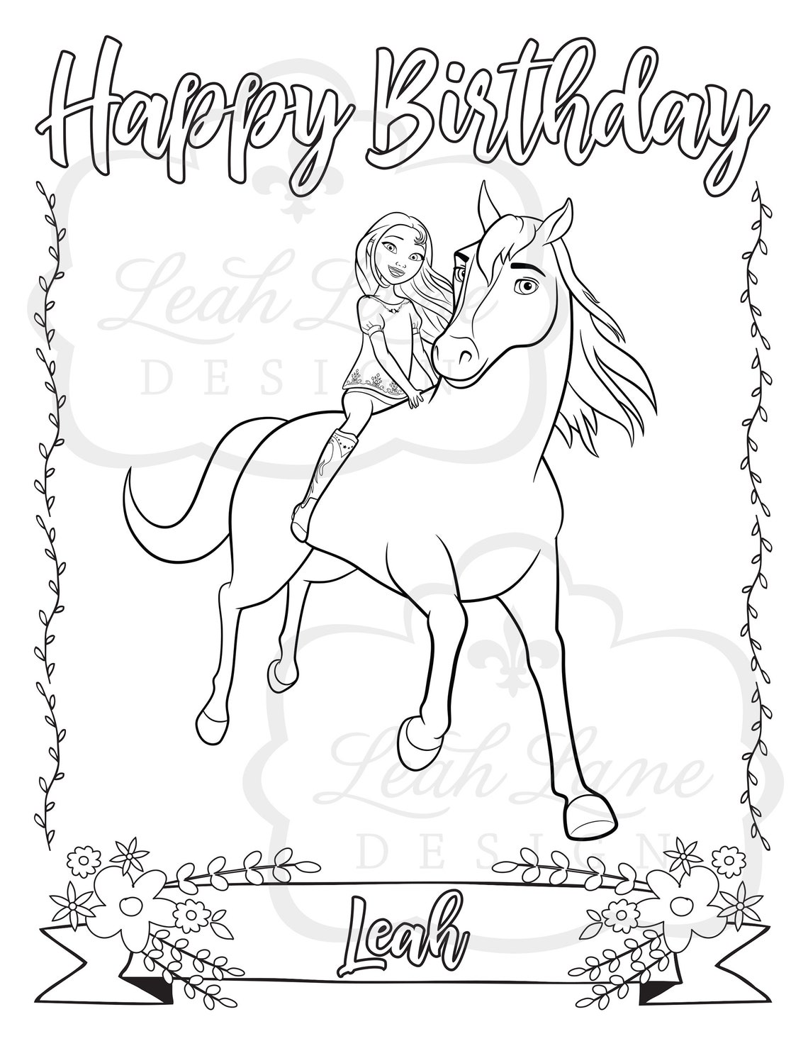 Spirit Riding Free, Girls Horse Party, PERSONALIZED PRINTABLE Coloring ...