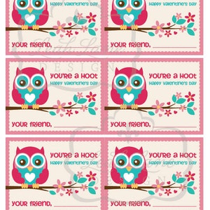 Owl Classroom Valentine Card - Printable Valentine's Day Card - Girl's ...