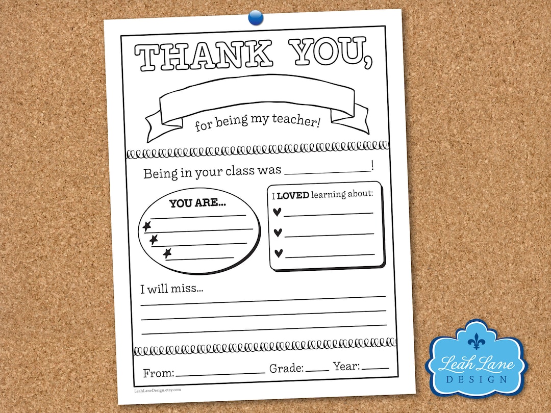 TEACHER Thank You PRINTABLE - Teacher Appreciation Week - End of School ...