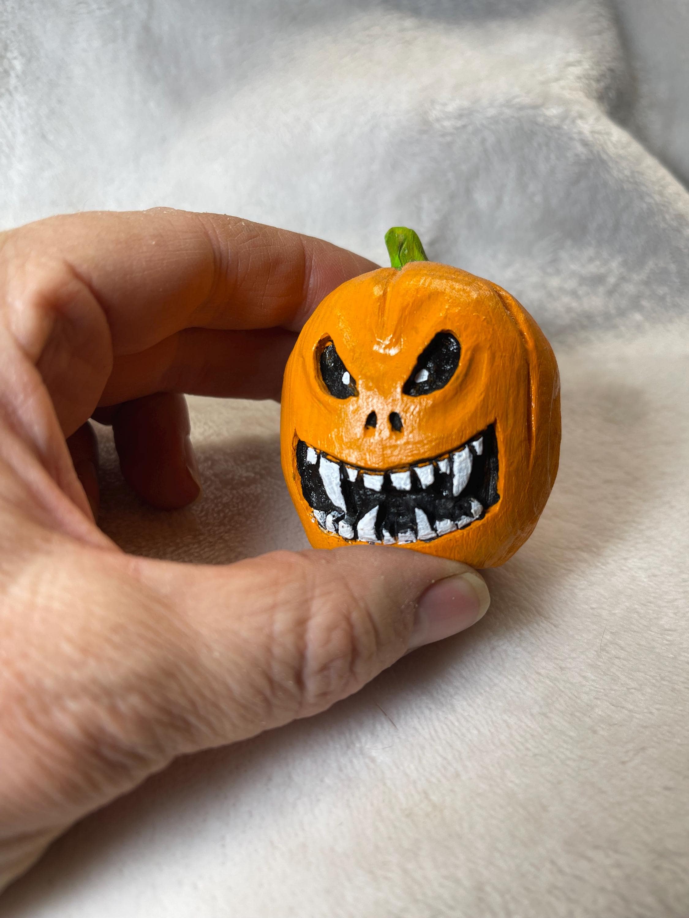 Jack-o-lantern ORIGINAL Spooky Wood Carving Hand Carved Hand Painted ...