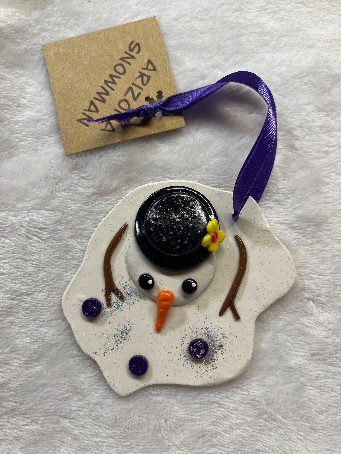 ARIZONA Snowman Melted Snowman Ornament Polymer Clay Christmas Gift ...
