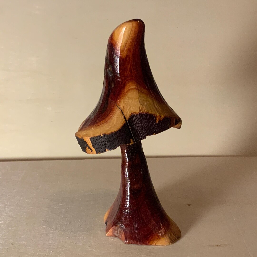 MUSHROOM ORIGINAL Wood Carving Hand Carved One of a Kind Fairy Garden ...