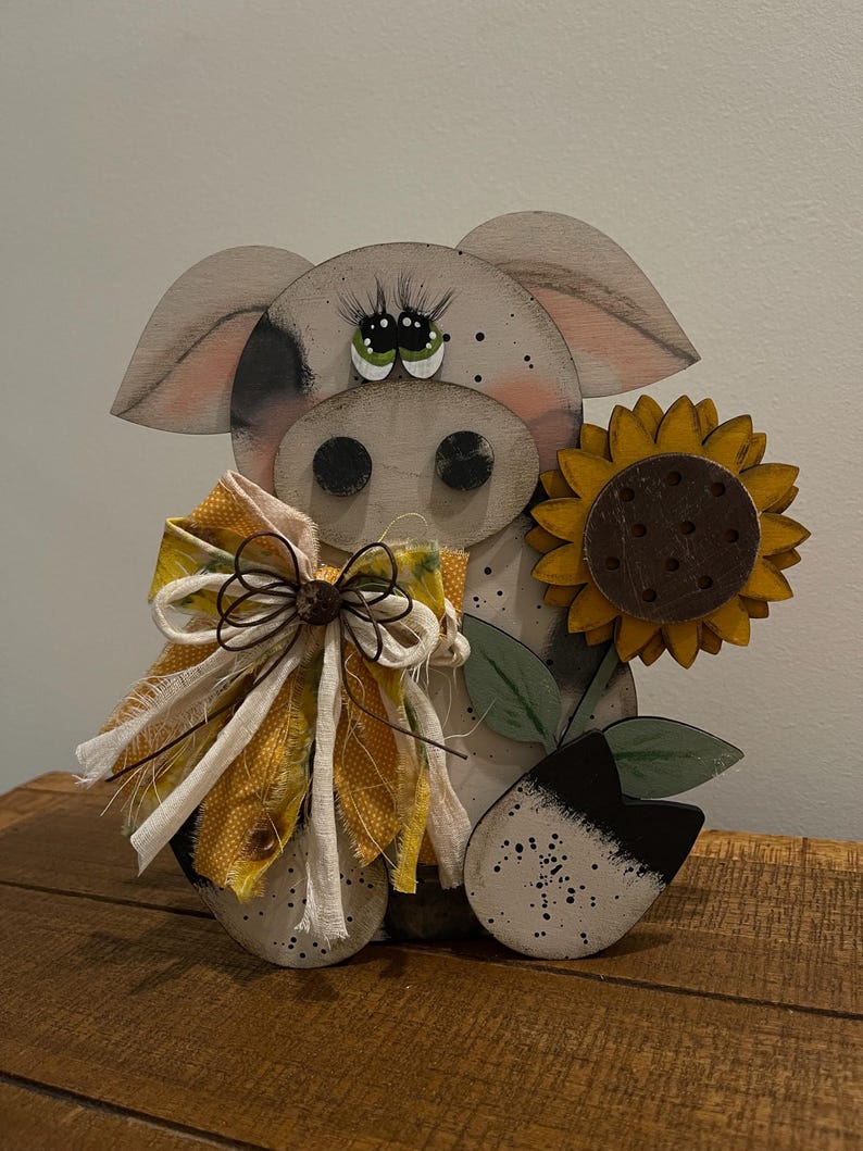 Pig With Sunflower Wood Kit - Etsy