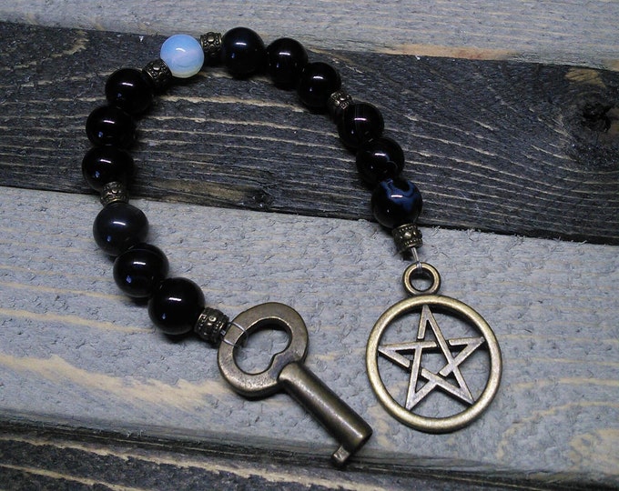 Wicca Hecate Black Banded Agate Pagan Prayer Beads, Meditation Beads ...