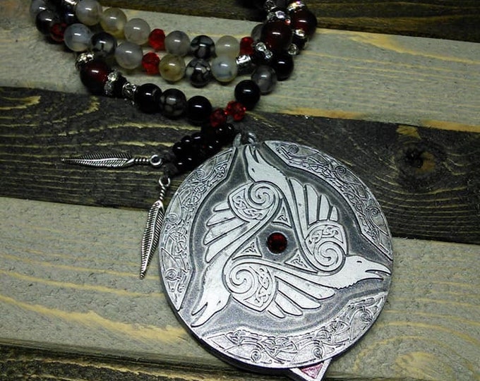 Wicca Witch Re-imagined Morrigan Dark Goddess Triple Raven Rosary Pagan ...