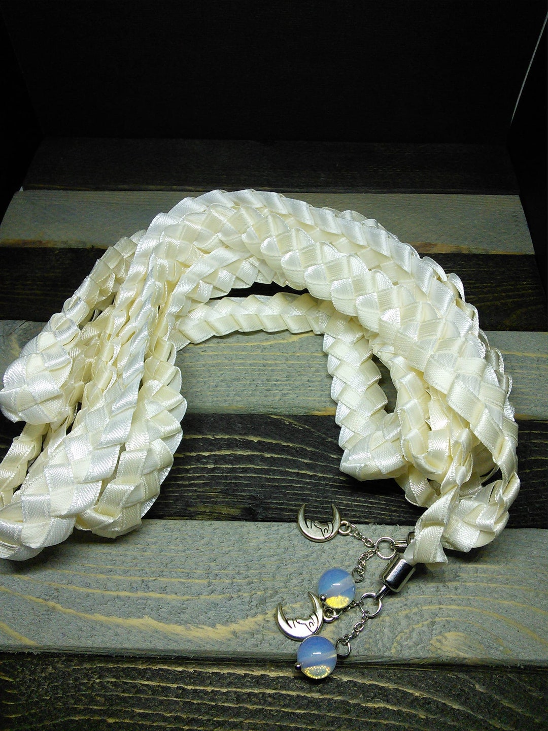 Wicca Pagan Wedding Handfasting Satin Ribbon Antique White and Ice ...