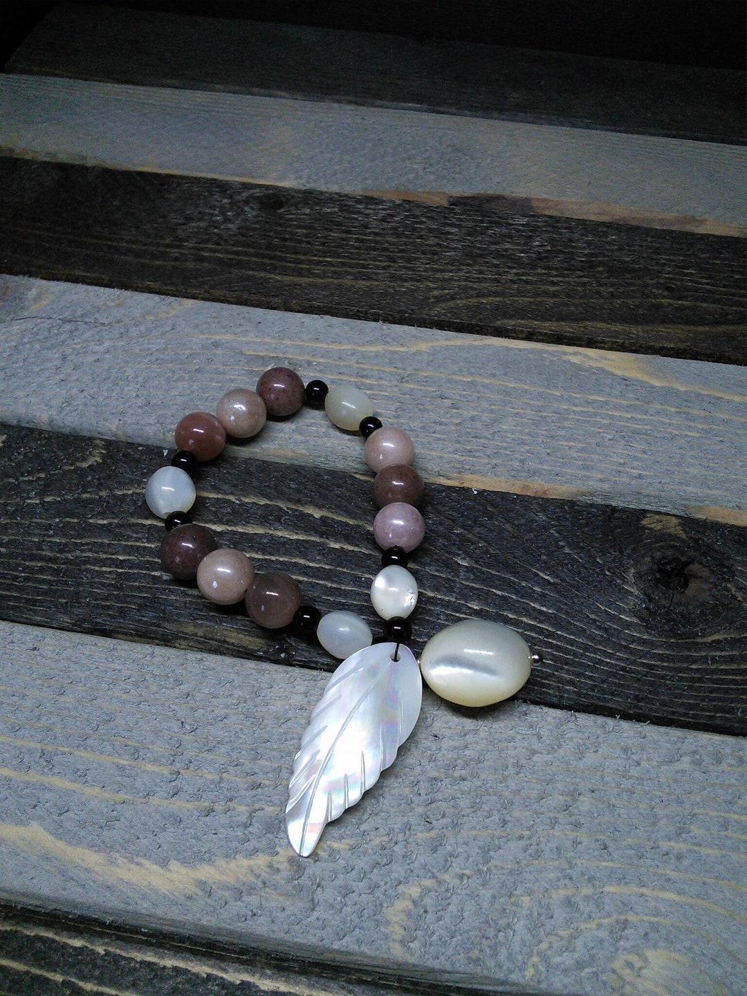 Wicca Natural Stone Prayer Beads, Meditation Beads, Witches Ladder Nine ...