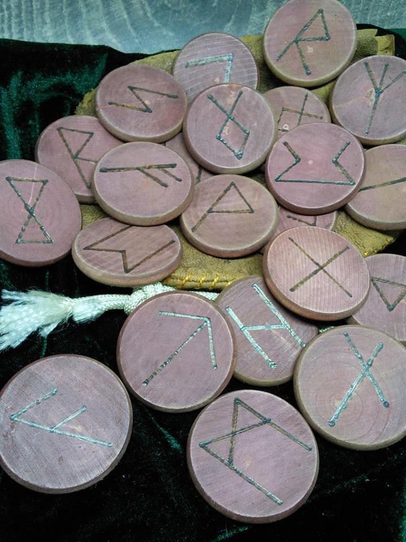 Elder Futhark Wood Divination Rune Coins | Etsy
