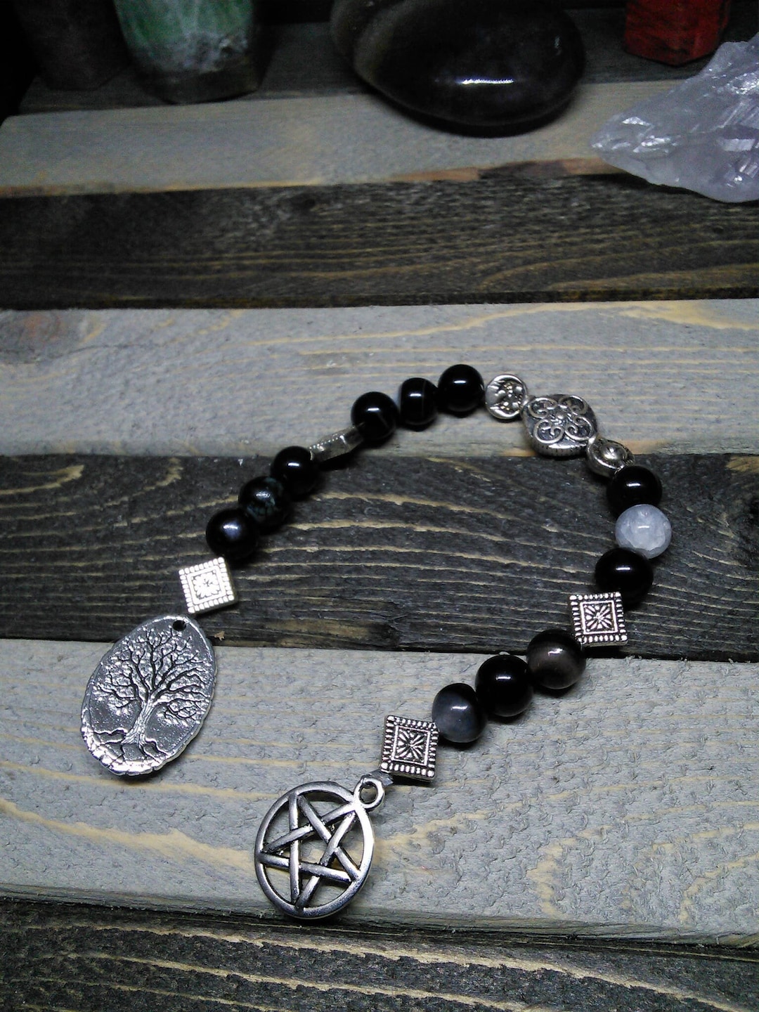 Pagan Tree of Life Prayer Beads, Meditation Beads, Witches Ladder Nine ...