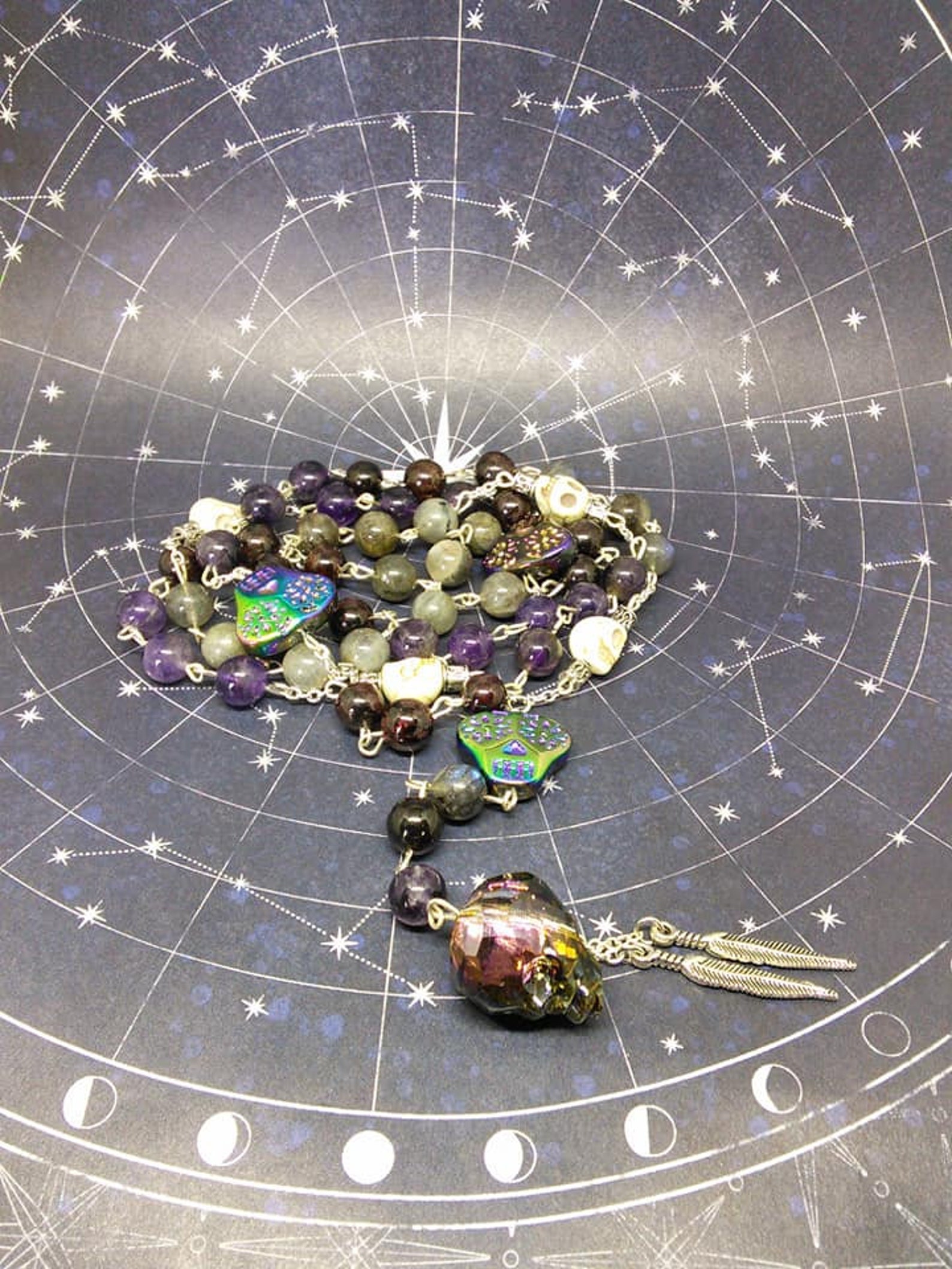 Wicca Re-imagined Morrigan Natural Stone Rosary Pagan Prayer - Etsy