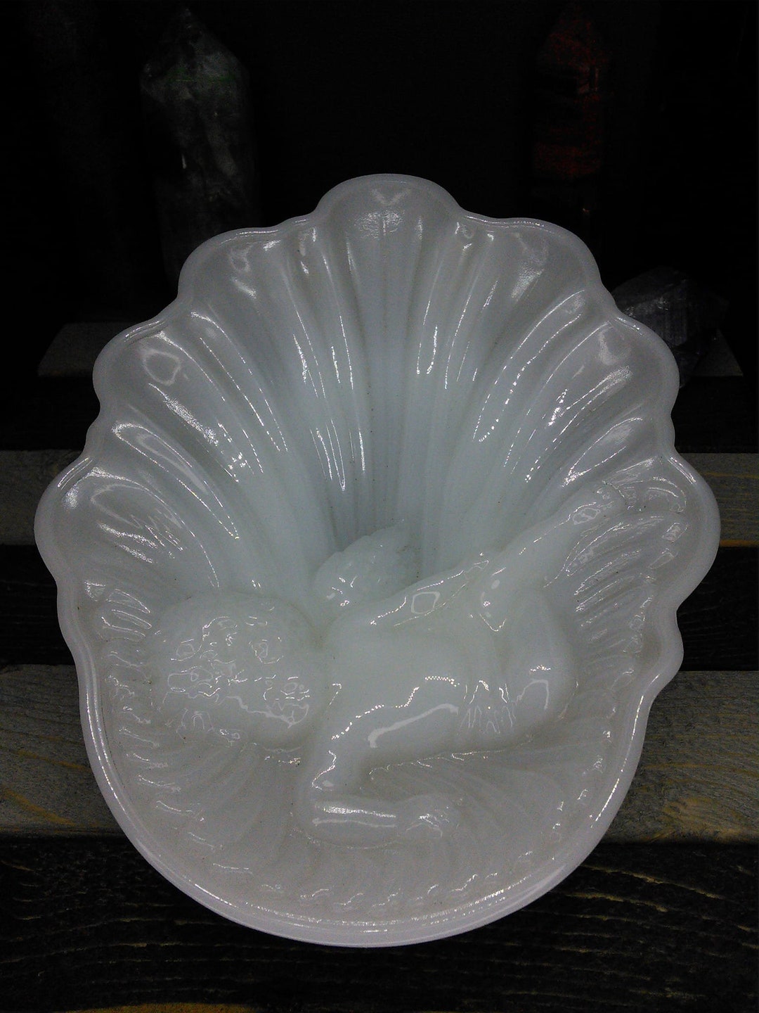 Vintage Milk Glass Shell and Angel Aphrodite Dish for Weddings ...