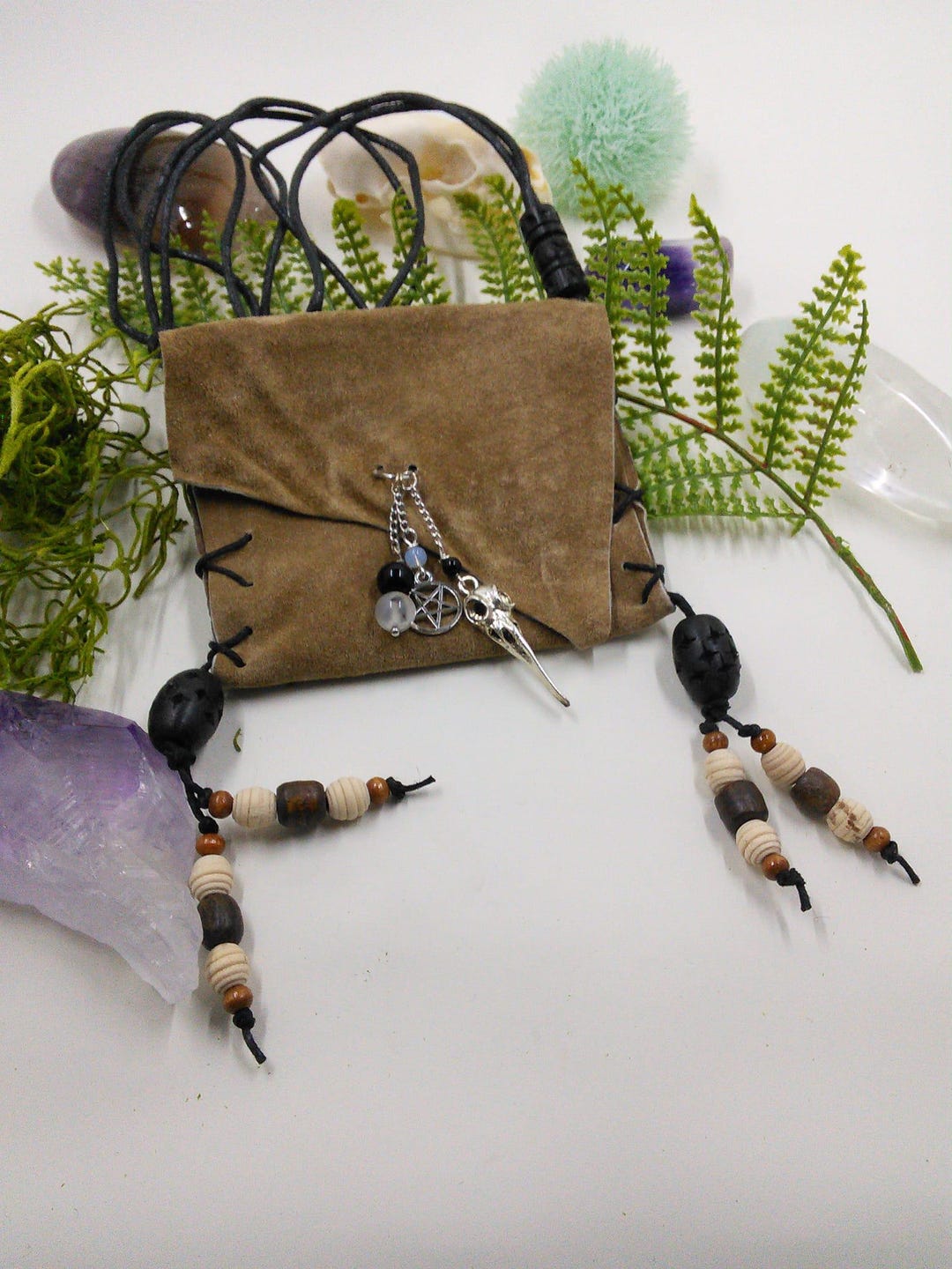 Reclaimed Leather Crane or Medicine Bag Handmade - Etsy