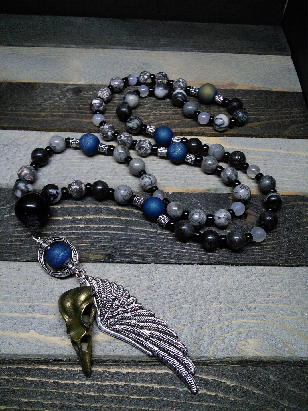 Wicca Re-imagined Morrigan Natural Stone Rosary Pagan Prayer Beads ...