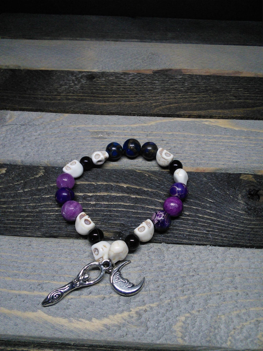 Pagan Morrigan Prayer Beads, Meditation Beads, Witches Ladder Nine Bead ...