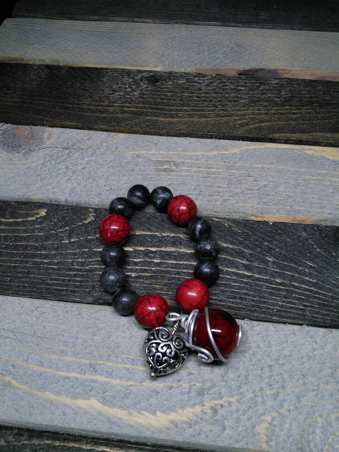 Wicca Black Network Stone and Red Dyed Sodalite Prayer Beads ...