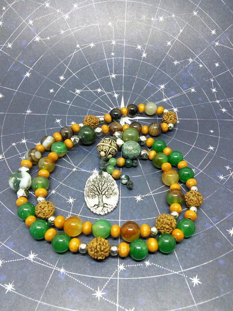 Wicca Re-imagined Tree of Life Natural Stone Rosary Pagan | Etsy