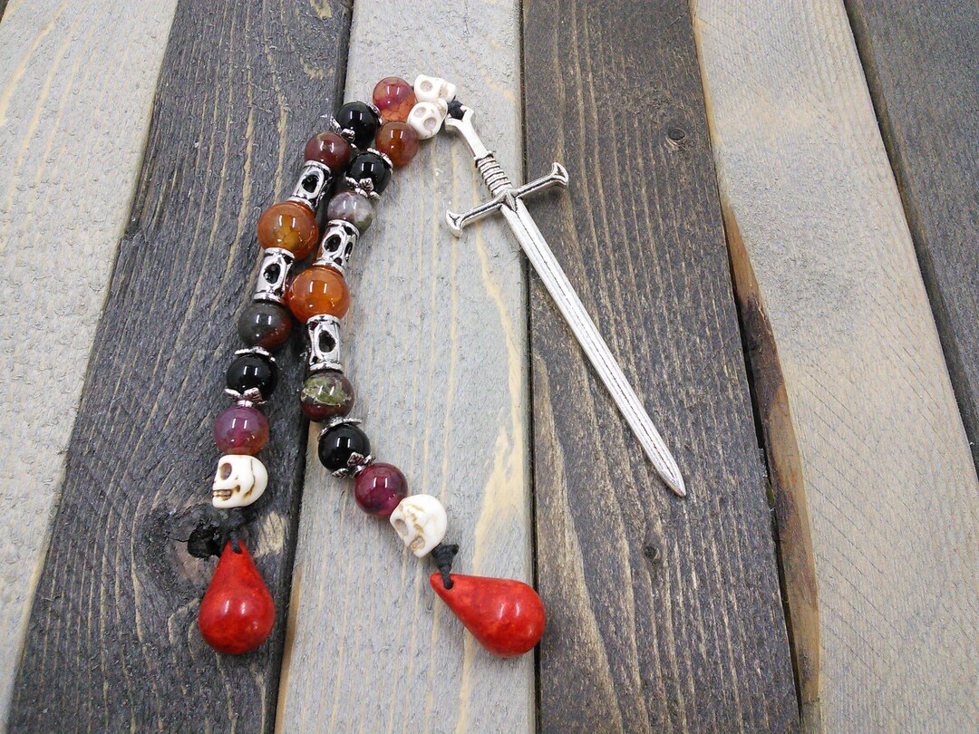 Wicca Natural Stone Bead Prayer Beads, Meditation Beads, Witches Ladder ...