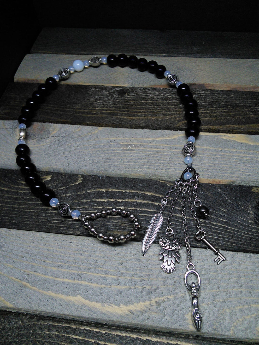Wicca Prayer Pagan Hecate Glass Bead Agate Prayer Beads, Meditation ...