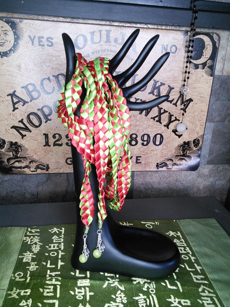 Wicca Pagan Handfasting Wedding Satin Ribbon Spring Green and Fire Red ...