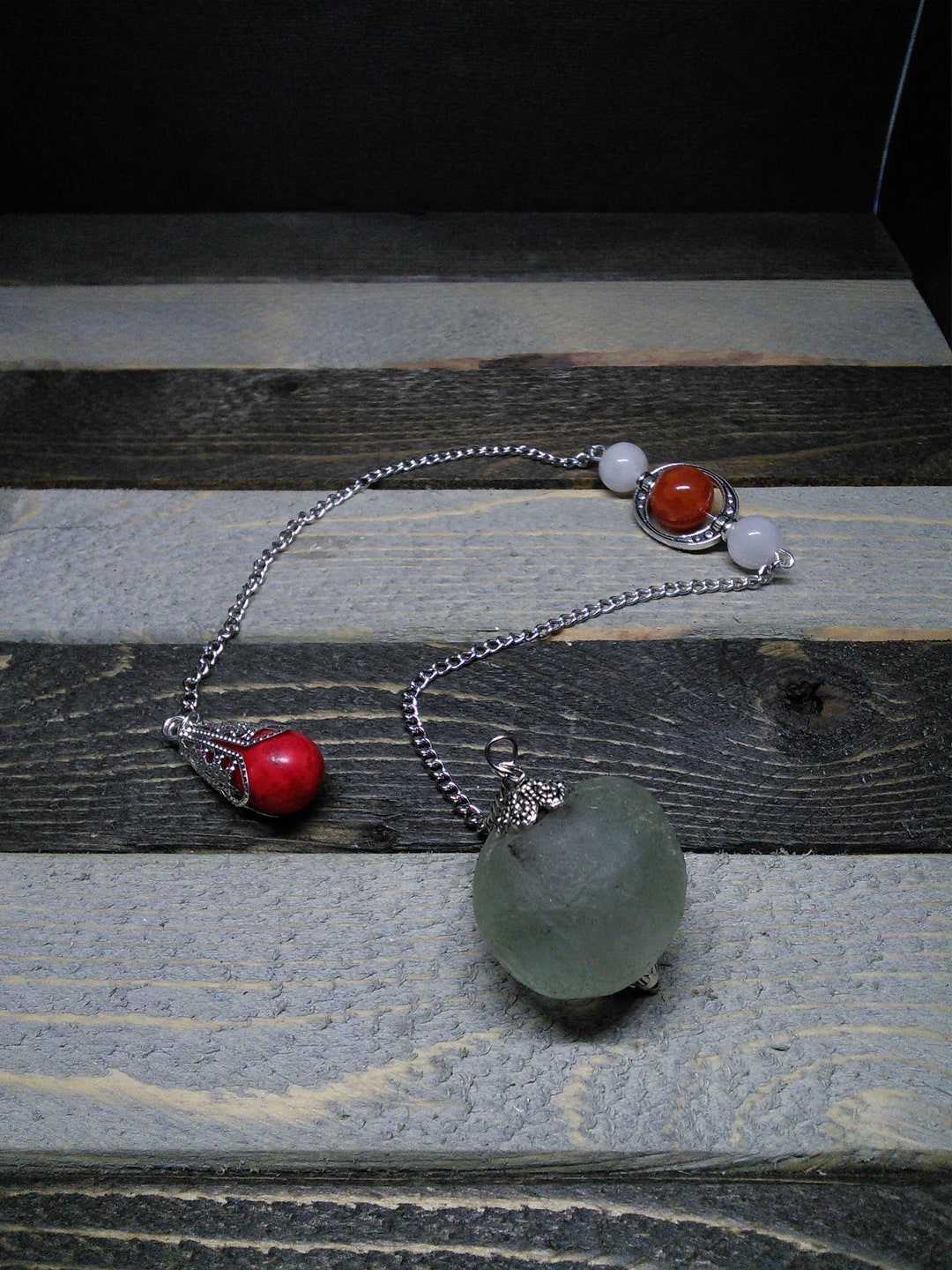 African Recycled Glass and Natural Stone Spirit Guide Pendulum - Etsy