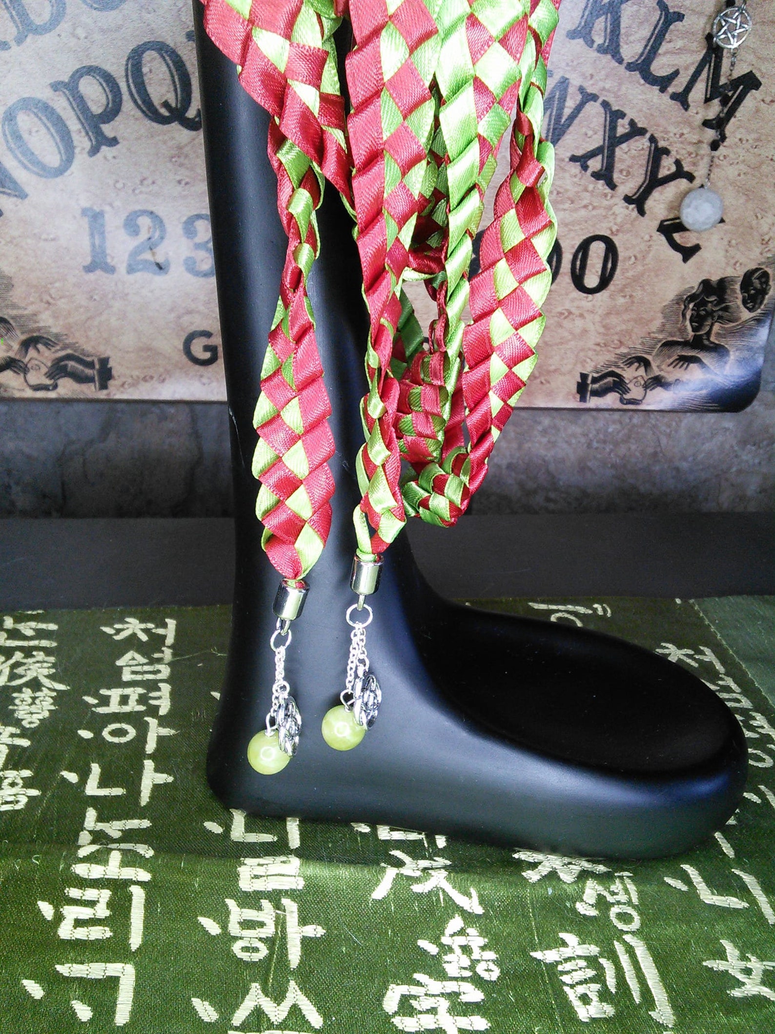 Wicca Pagan Handfasting Wedding Satin Ribbon Spring Green and Fire Red ...