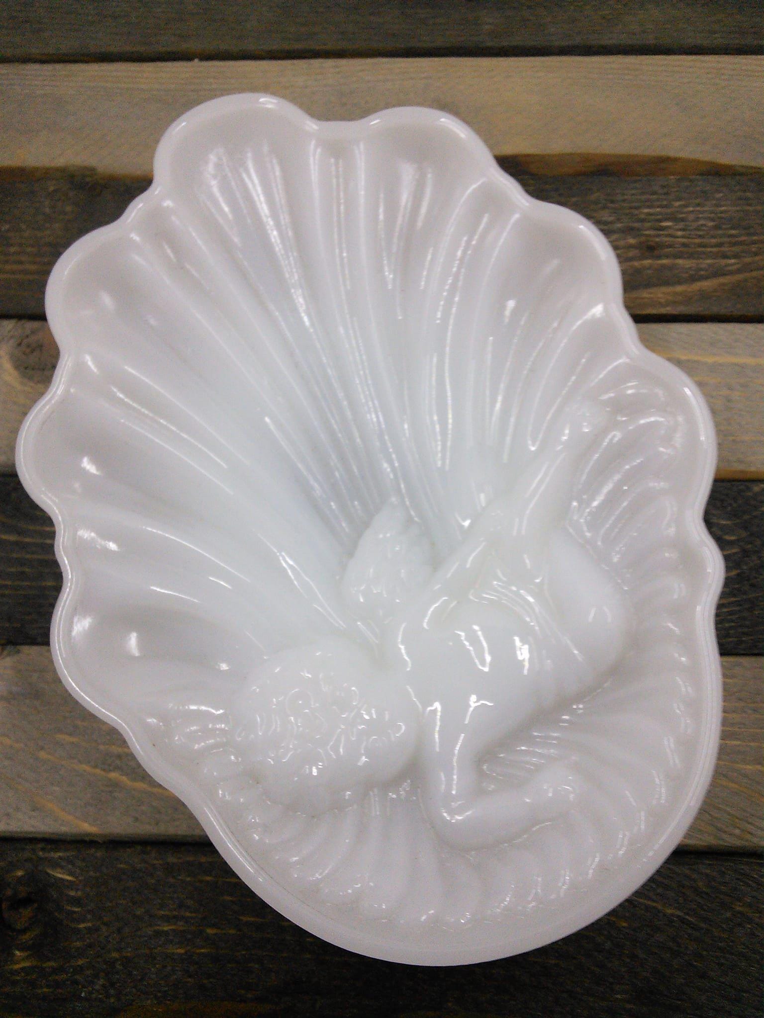 Vintage Milk Glass Shell and Angel Aphrodite Dish for Weddings ...