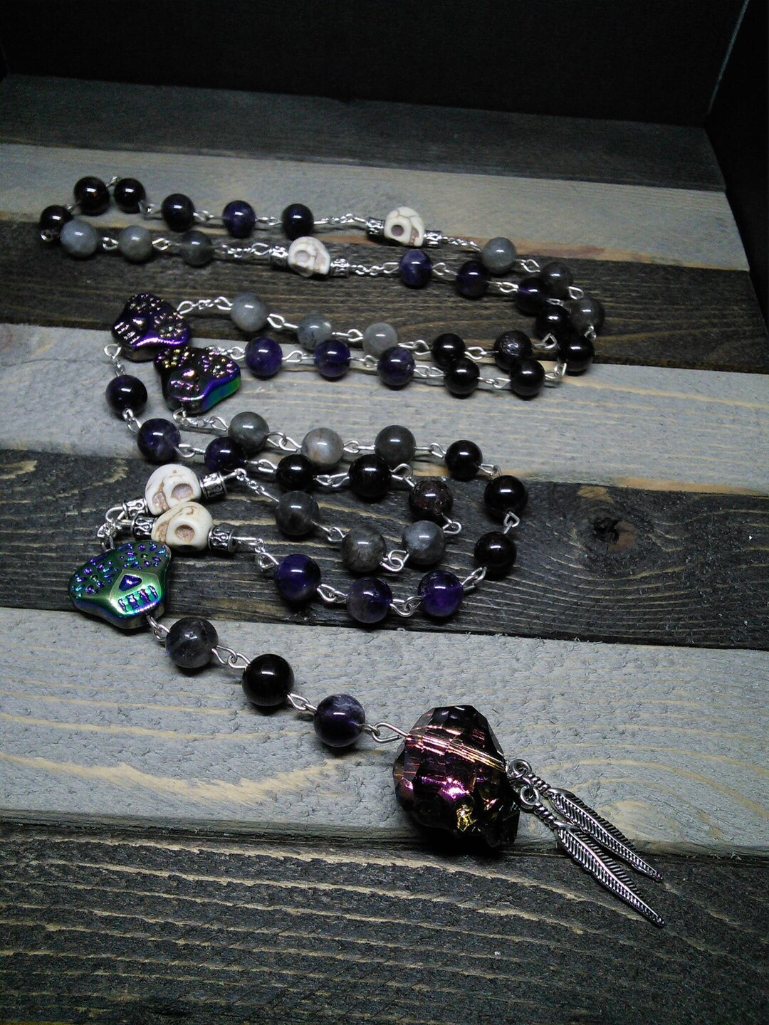 Wicca Re-imagined Morrigan Natural Stone Rosary Pagan Prayer Beads ...