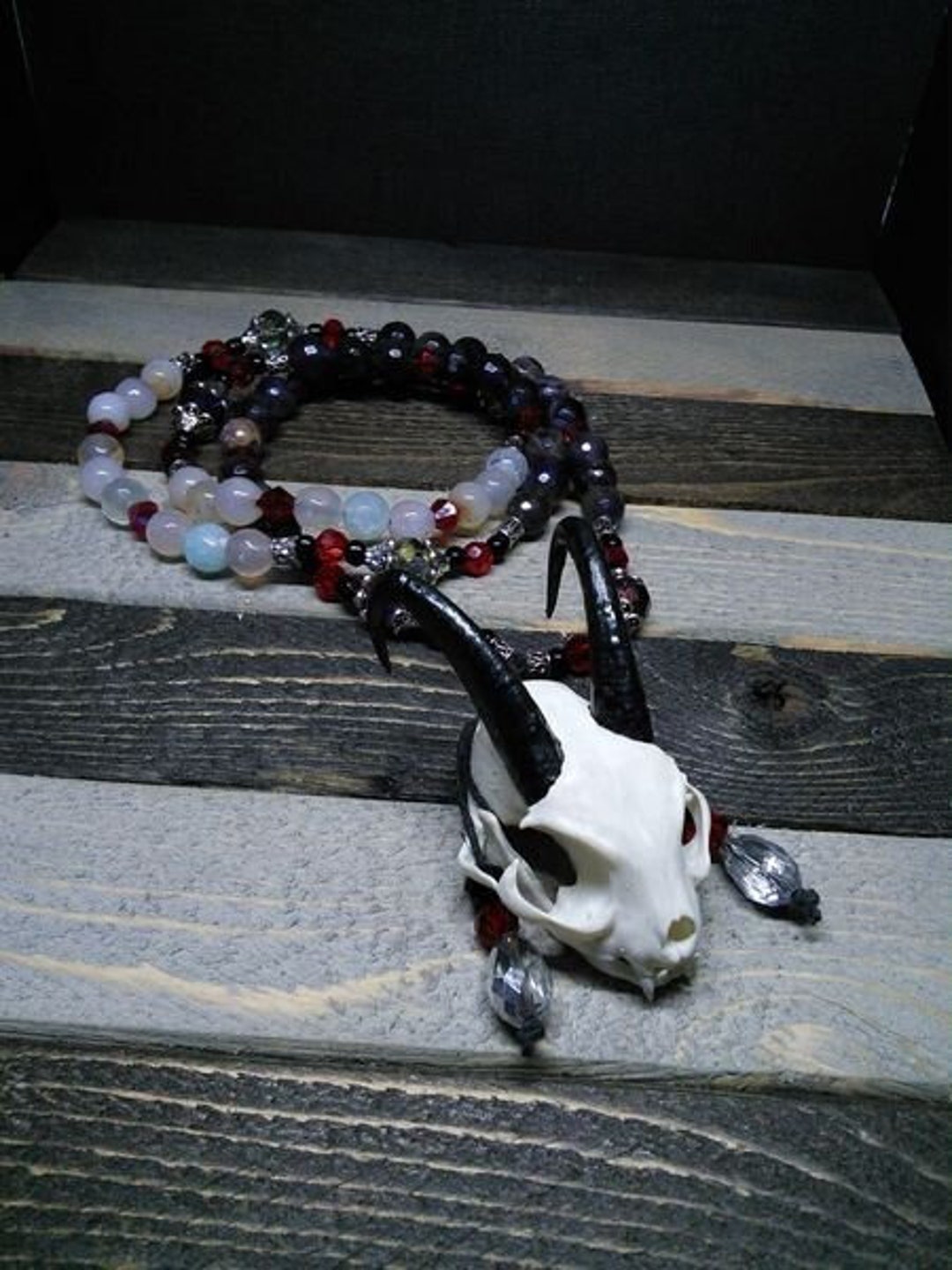 Wicca Lucifer Re-imagined Demon Cat Skull Rosary Pagan Prayer Beads ...